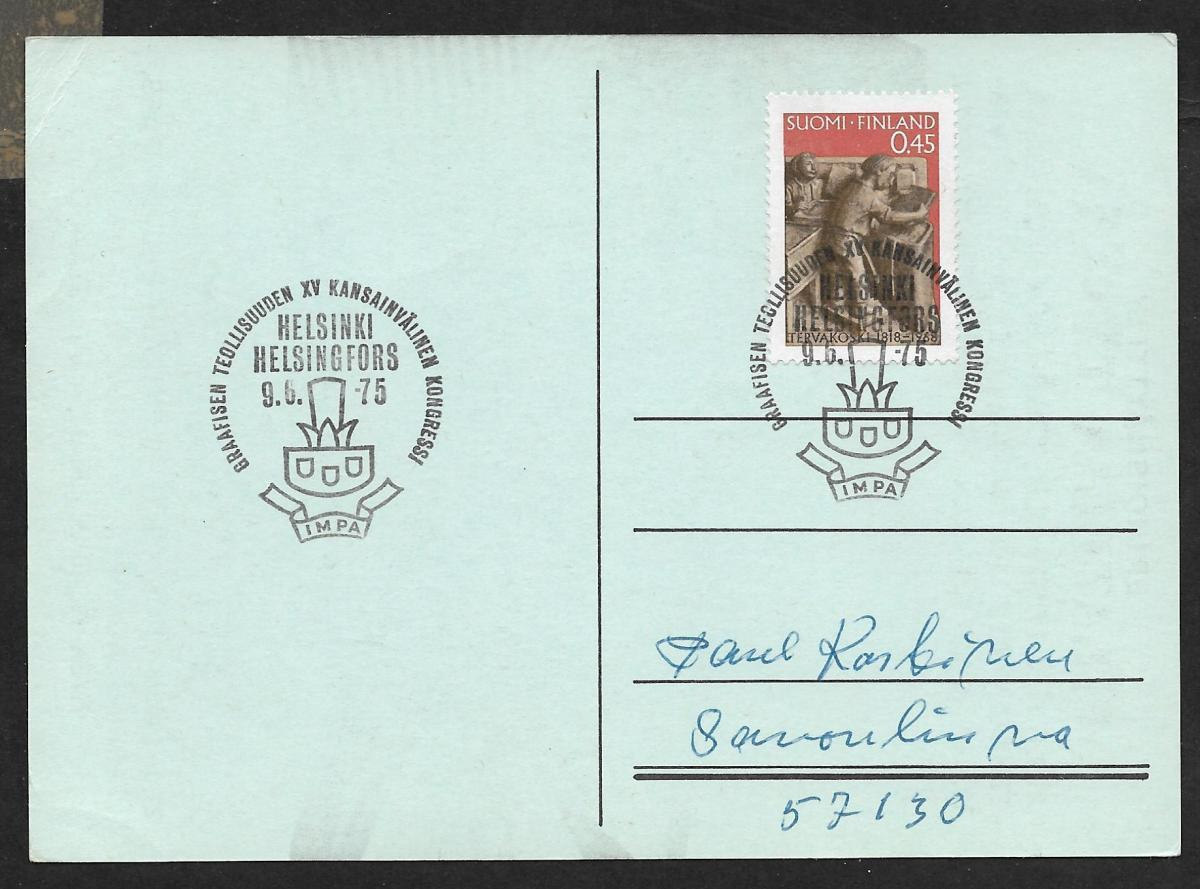 Hki - Graafisen teollisuuden XV kvl kongressi 9.6.1975 | Huuto.net