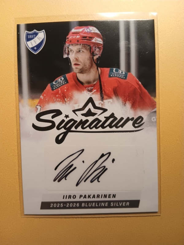 Iiro Pakarinen HIFK 2025-26 Blueline Signature Silver /80 - Huuto.net
