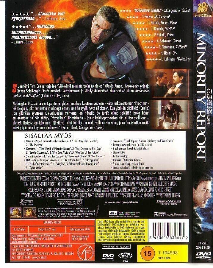 dvd, Minority Report - 2 dvd (Tom Cruise) [sci-fi] - Huuto.net | Huuto.net